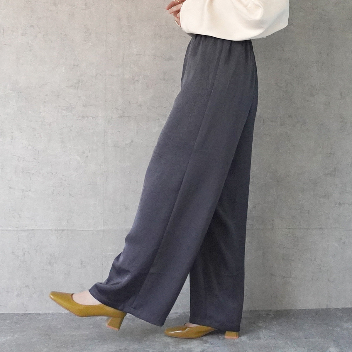 シワ加工サテンロングワイドパンツ/ セレクトリベリー – SELECT シワ加工サテンロングワイドパンツ/ セレクトリベリー – SELECT